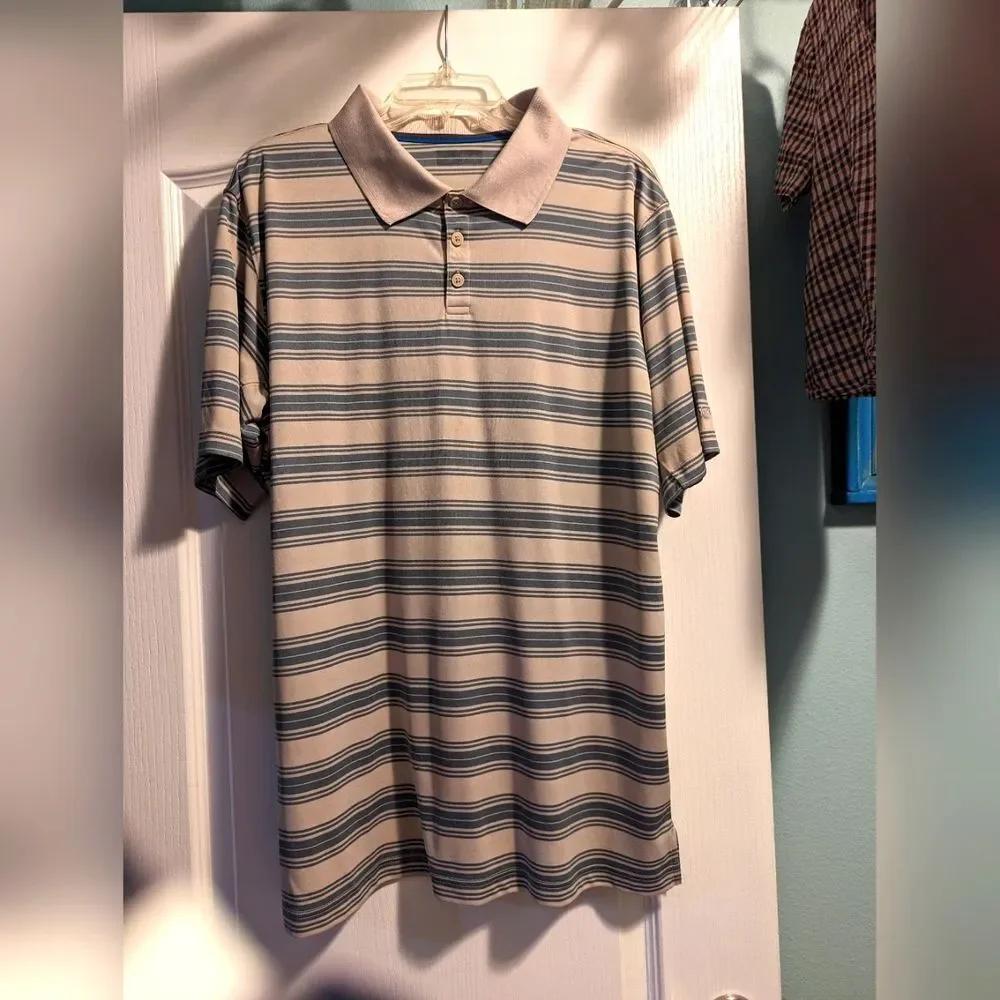 Columbia | Shirts | Columbia Polo Wicking Tan And Blue Stripe Size Xl ...